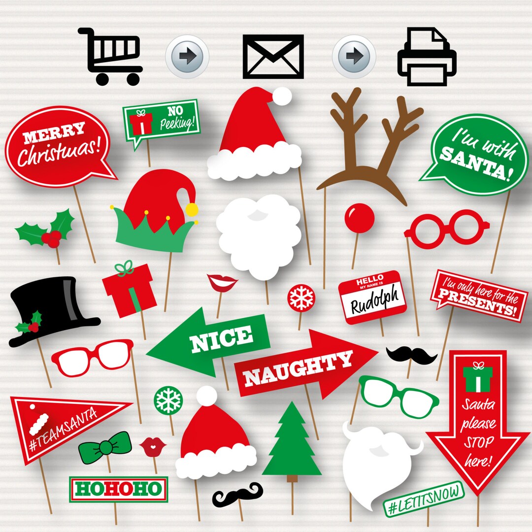 Christmas Photo Booth Printable Props Christmas Party Photo Booth Props ...
