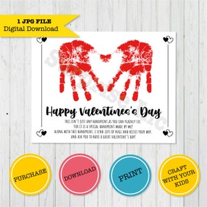 Valentines Day Handprint Craft, DIY Craft, Poem, Digital Download ...