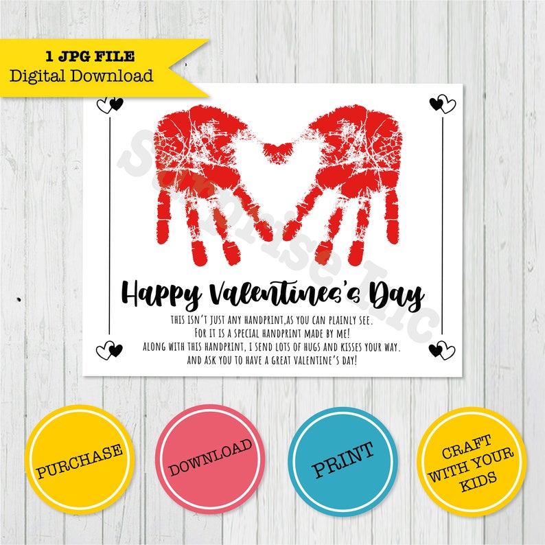 Valentines Day Handprint Craft DIY Craft Poem Digital - Etsy
