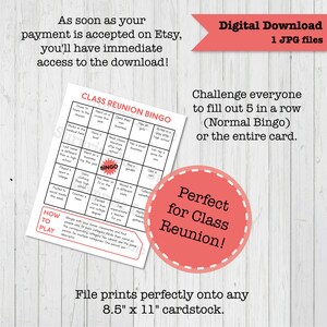 Class Reunion Bingo Game | Digital Download | "find Someone Who" Bingo ...