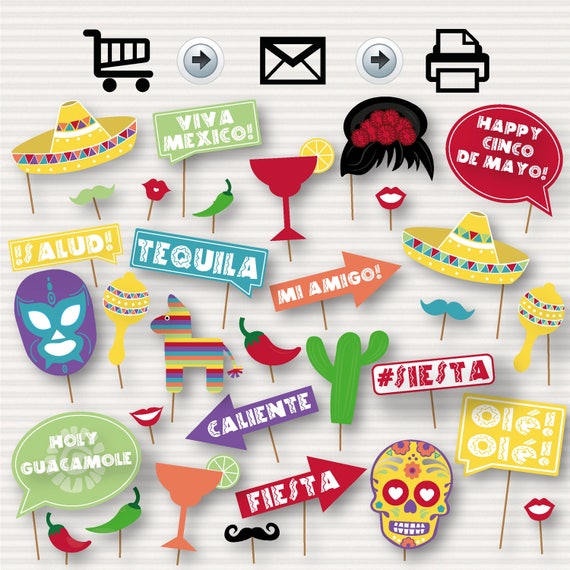 Cinco de Mayo Printable PhotoBooth Props - 5 de Mayo Prop Printables ...