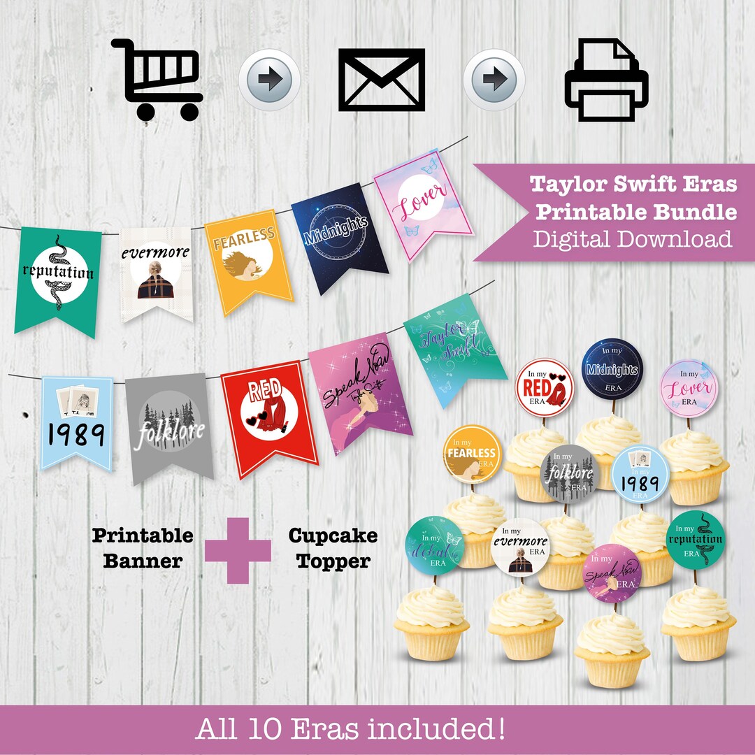 Taylor Swift in My Eras Printable Bundle Cupcake Toppers and Printable ...