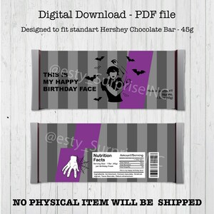 Wednesday Printable Bar Wrapper | Chocolate Bar Wrappers 45g ...