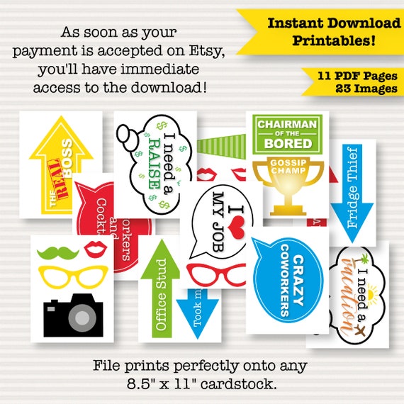 Office Party Photo Booth Printable Props - office party Props - Funny ...