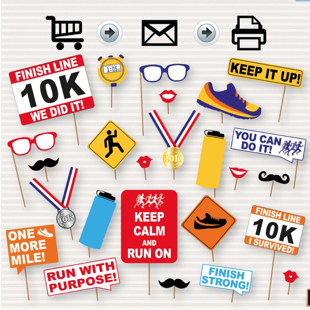 10K Printable Photo Booth - Runner Photo Booth - Printable Props - 10K ...