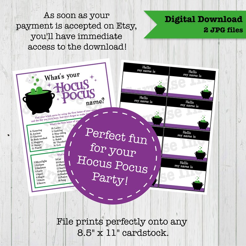 Hocus Pocus What's Your Name Game Digital Download - Etsy