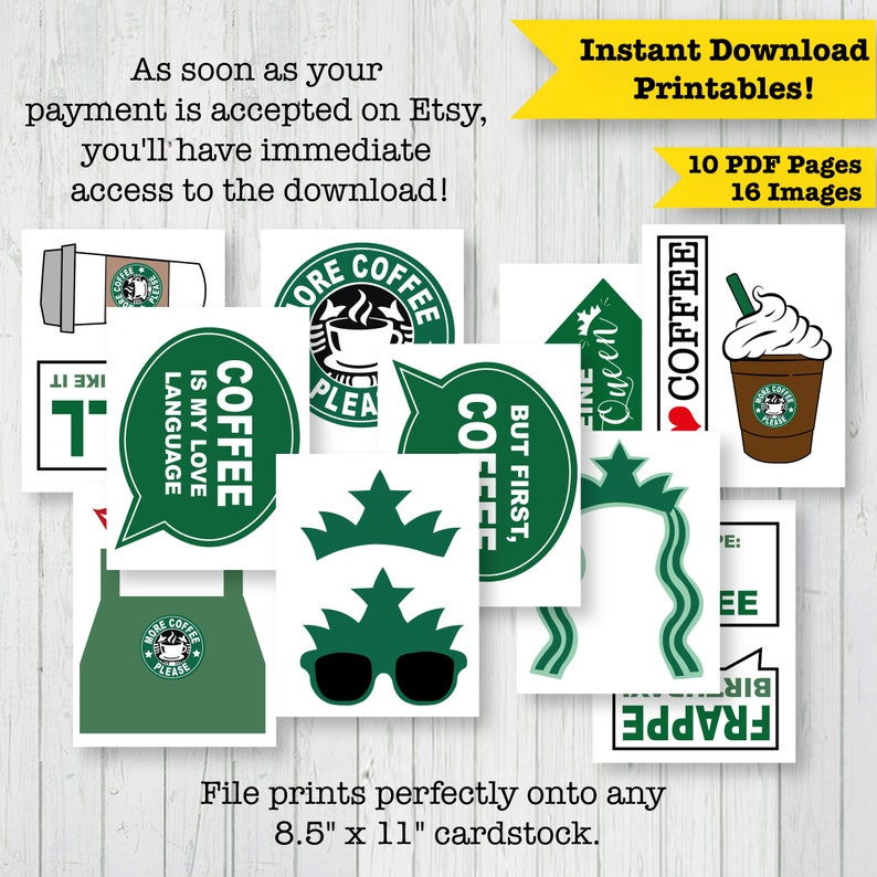 Starbucks Inspired Party Printable Photo Booth Props Coffee - Etsy UK