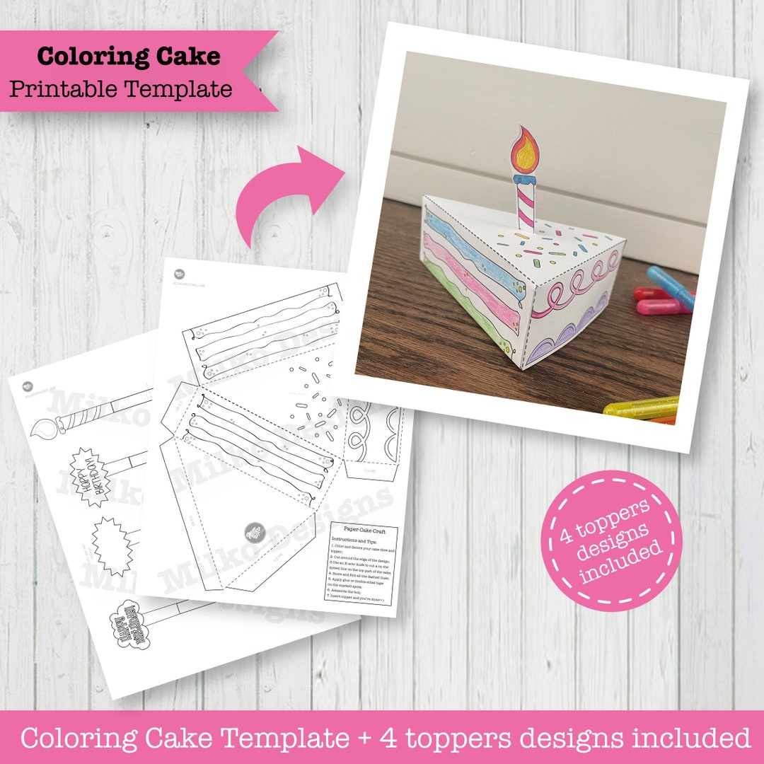 Printable Birthday Activity and Coloring Sheet Cake Coloring Instant ...