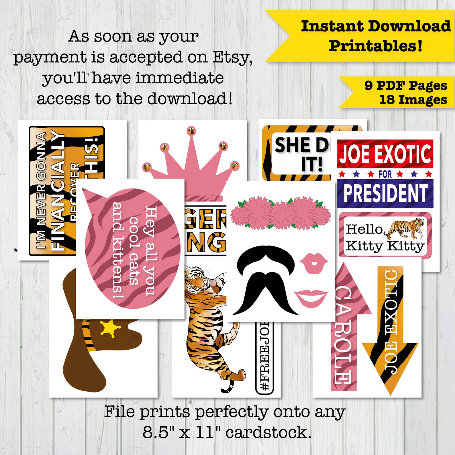 Tiger King Photo Booth Printable Props tiger King Birthday - Etsy