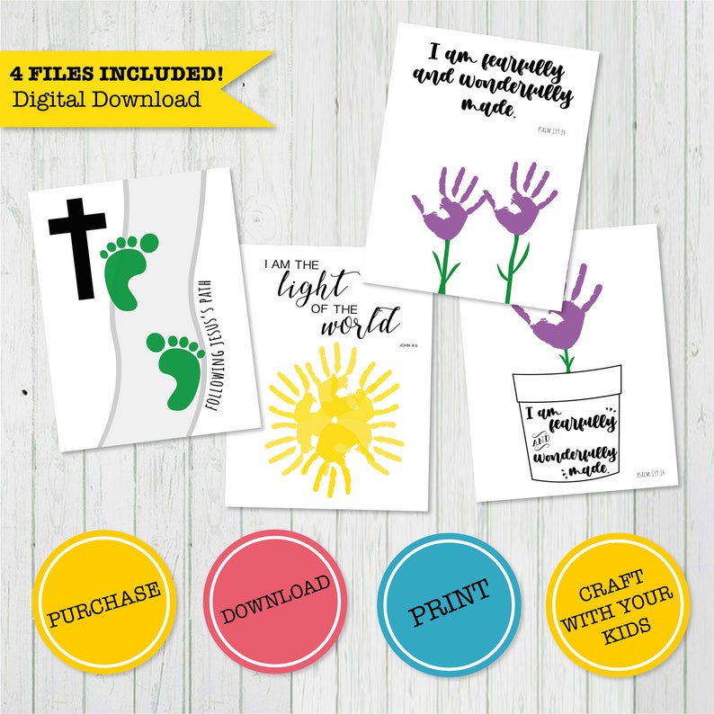 Sunday School Handprint Craft Set Psalm 139:14 Handprint | Etsy