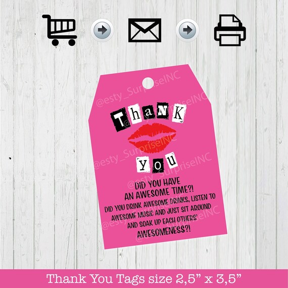Mean Girls Party Thank You Tags | Mean Girls Party Favour Tags | Mean ...