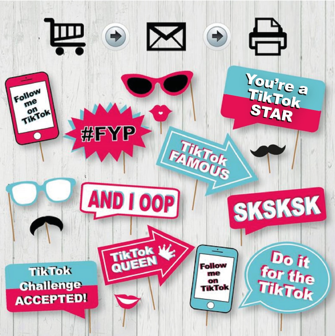 Tiktok Party Photo Booth Printable Props - Tik Tok Party Printable ...