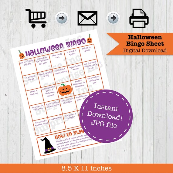Halloween Bingo Game | Digital Download | "Find Someone Who" Halloween ...