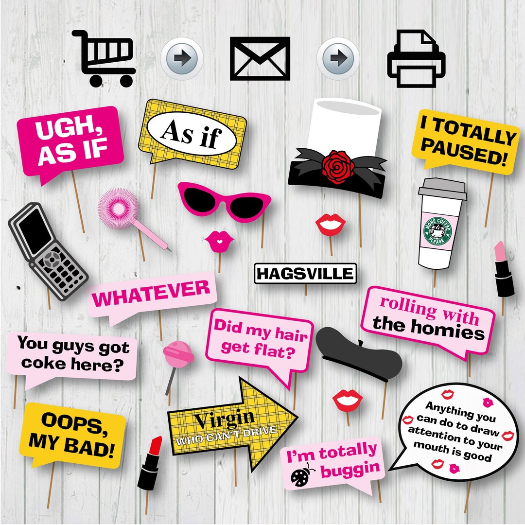 Clueless Photo Booth Printable Props , Clueless Party, Clueless Theme ...