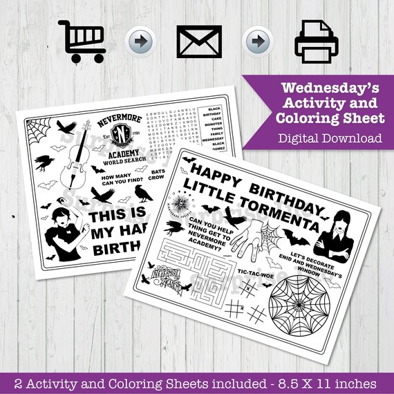 Printable Birthday Activity and Coloring Sheets Addams Family ...