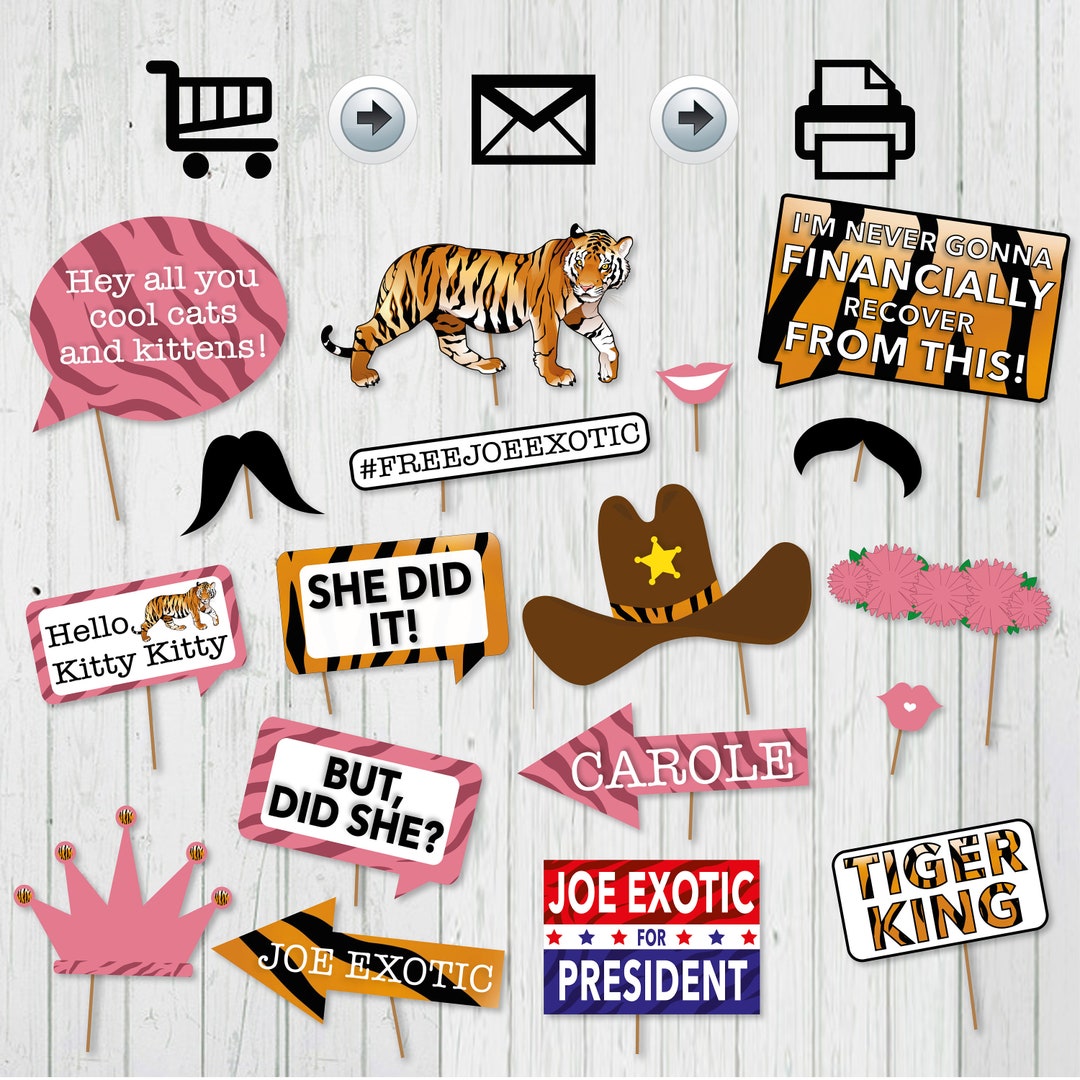 Tiger King Photo Booth Printable Props ,tiger King Birthday Party ...