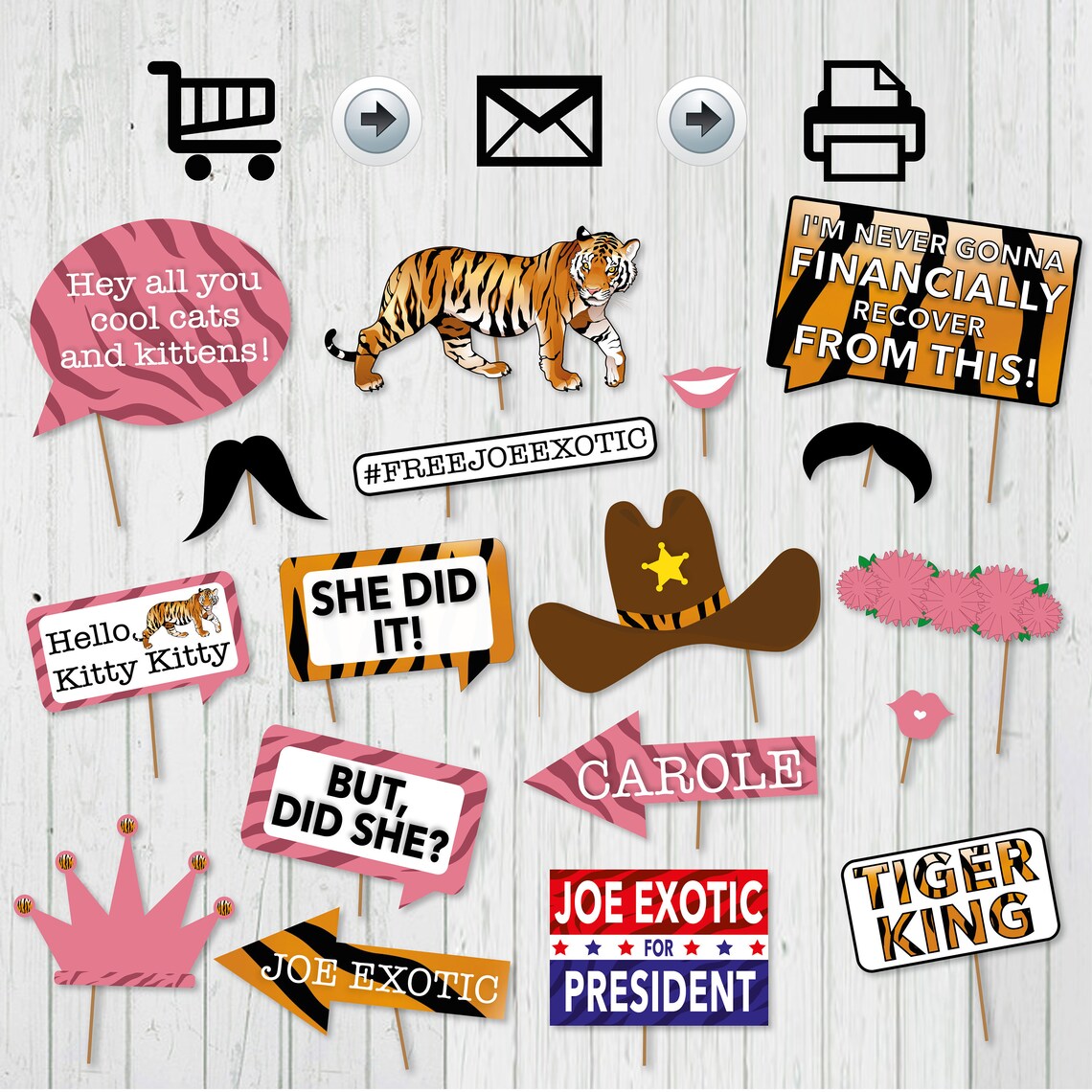Tiger King Photo Booth Printable Props tiger King Birthday - Etsy