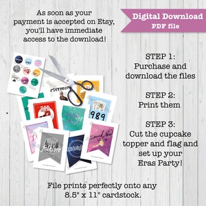 Taylor Swift in My Eras Printable Bundle Cupcake Toppers and Printable ...