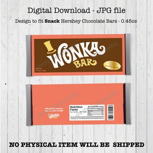 Wonka Chocolate Printable Snack Bar Wrapper Willy Wonka Party Chocolate ...