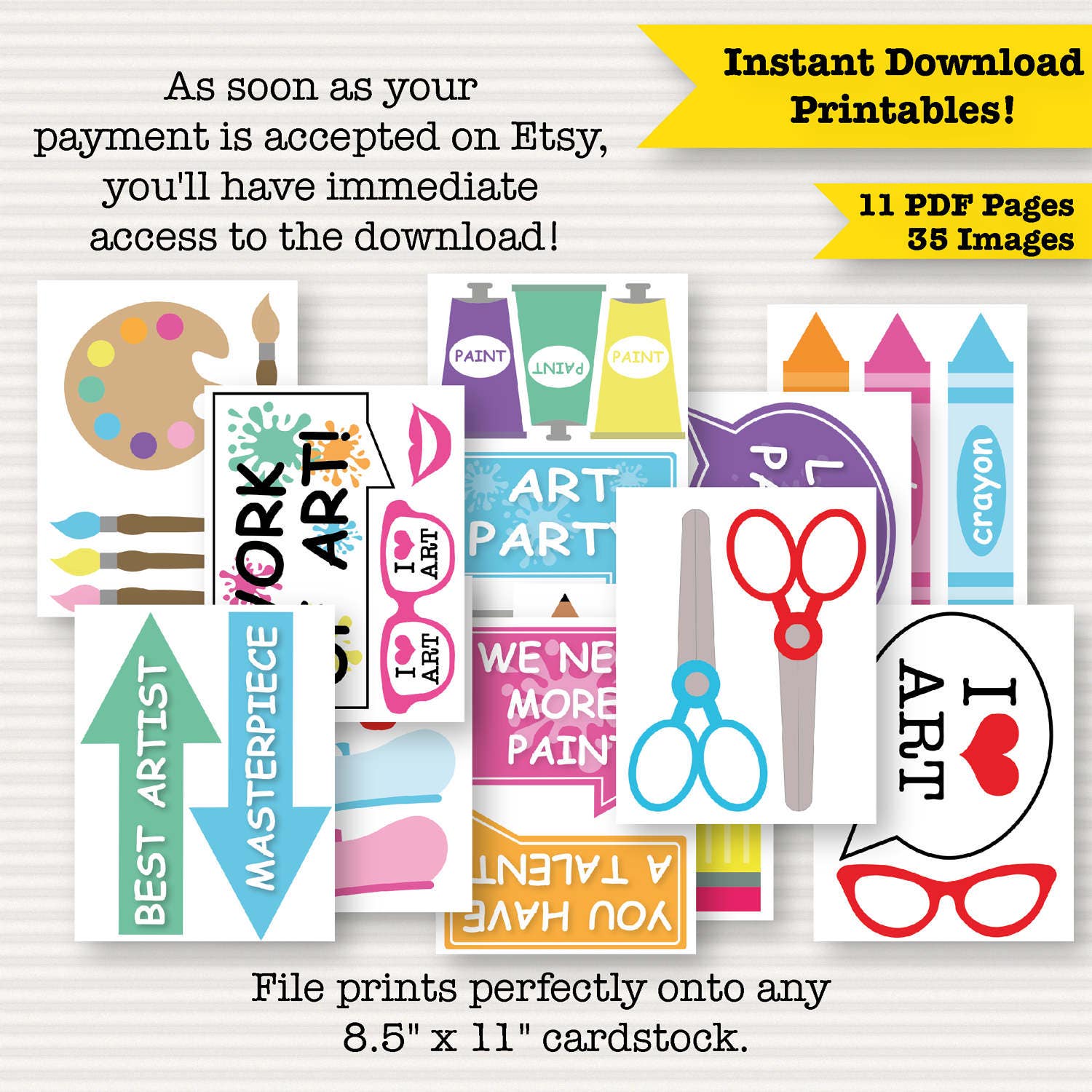 Art Party Photo Booth Printable Props Art Party Decorations | Etsy Canada