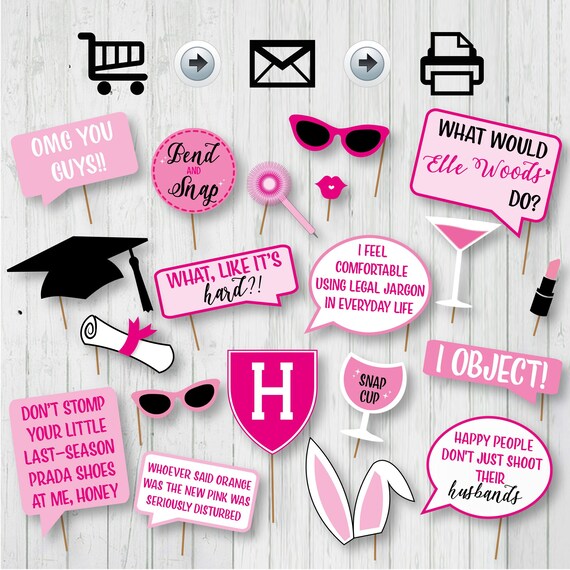 Legally Blonde Photo Booth Printable Props , Elle Woods Party, legally ...