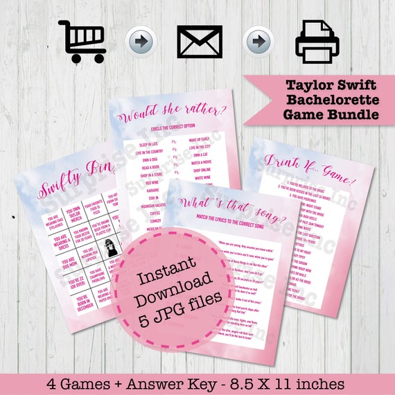 Taylor Swift Bachelorette Party Games Bundle - Taylor Swift Inspired ...