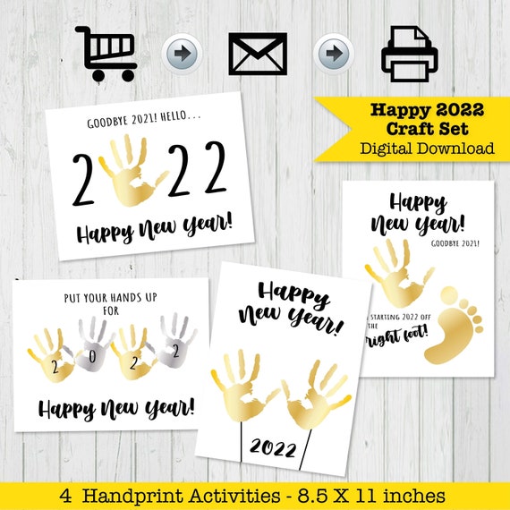 Happy New Year Handprint Craft Set 2022 Handprint New Years Craft For happy-new-year-handprint-craft-set-2022-handprint-new-years-craft-for