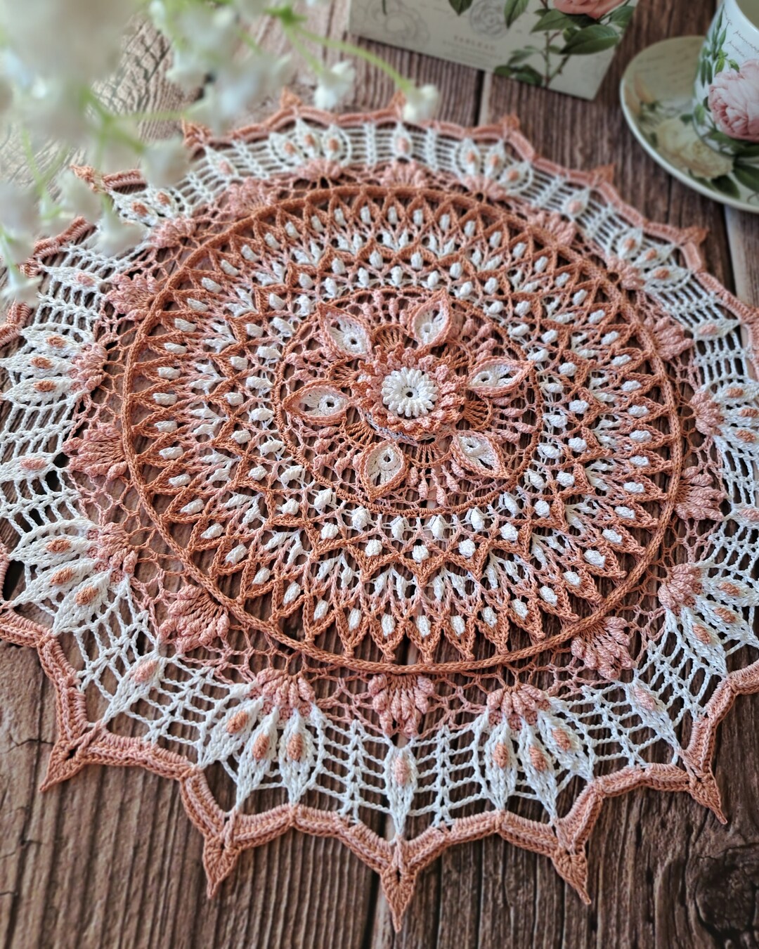 Textured Doily. Multicolored Doily 15.7. Handmade Crochet Doily ...