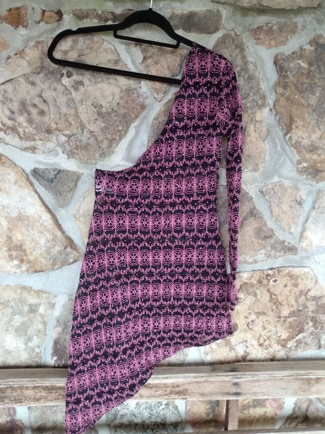 One Arm Sparkle Dress Black Hot Pink Medium Stretchy FREE SHIPPING - Etsy