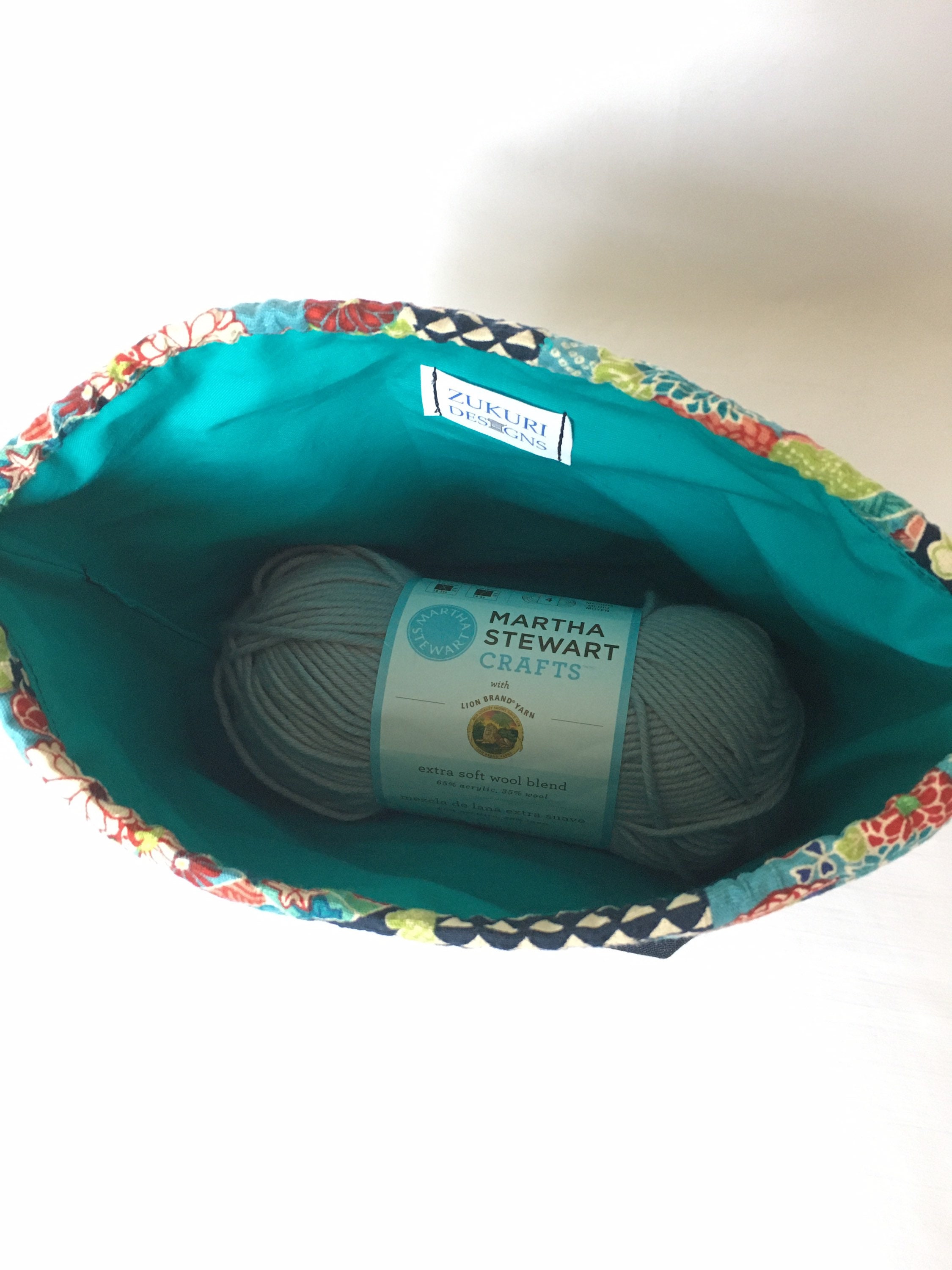 Drawstring Project Bag, Knitting Project Bag, Craft Bag, Small Project ...