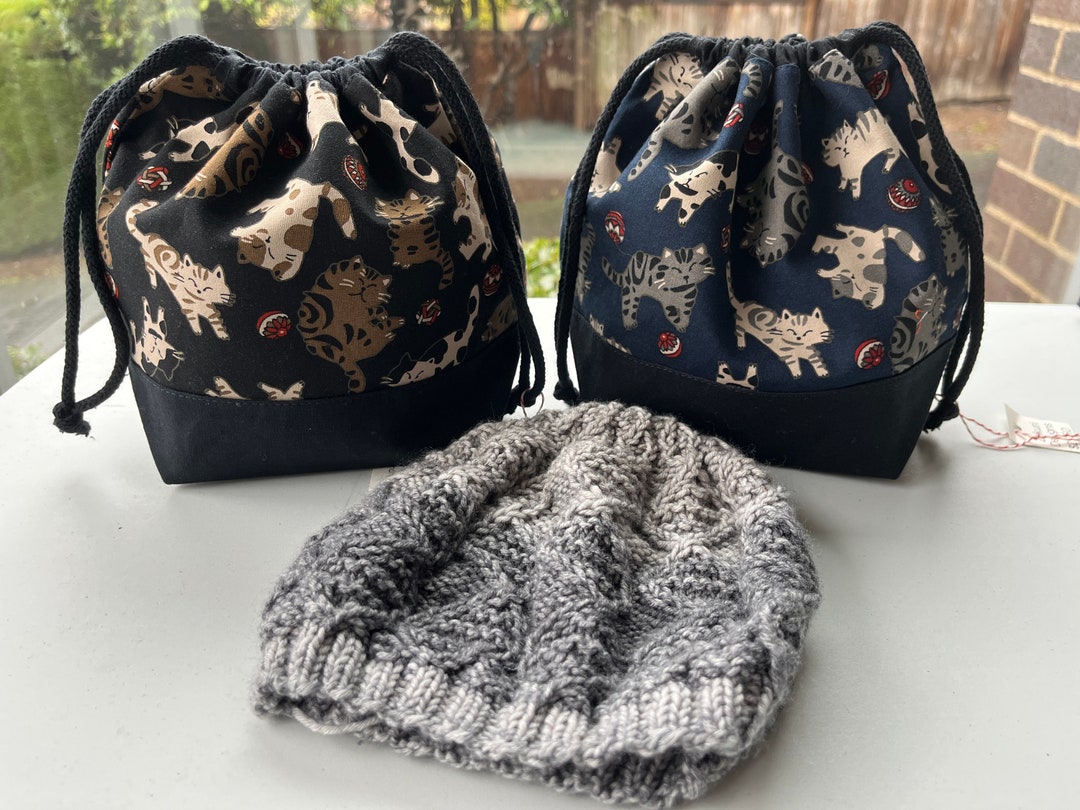 Drawstring Project Bag, Knitting Project Bag, Craft Bag, Small Project ...