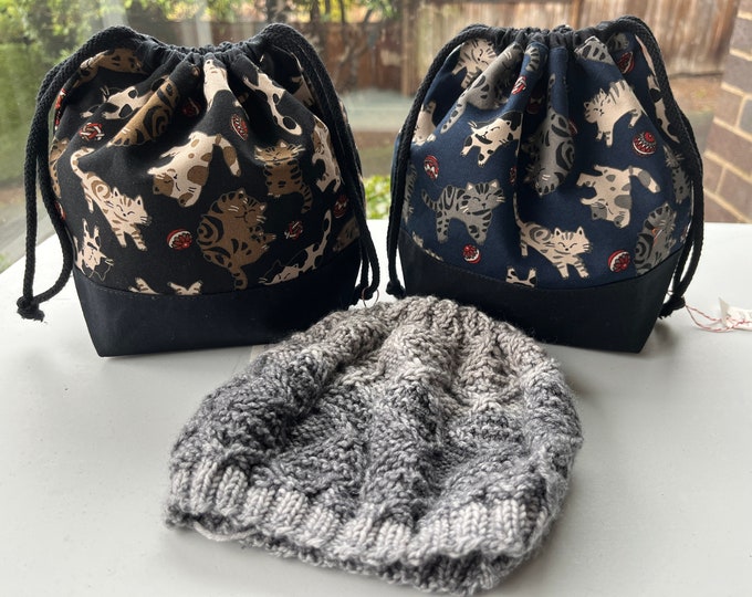 Drawstring Project Bag, Knitting Project Bag, Craft Bag, Small Project ...