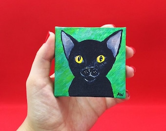 Black Cat Mini Art - Etsy