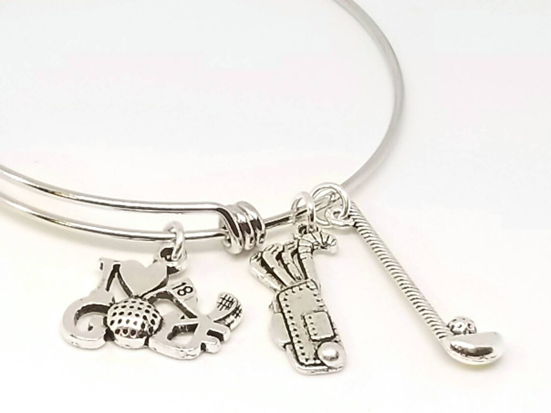 Golf Bracelet - Golf Charm Bracelet - Golf Jewelry - Golf Bangle - Golf ...
