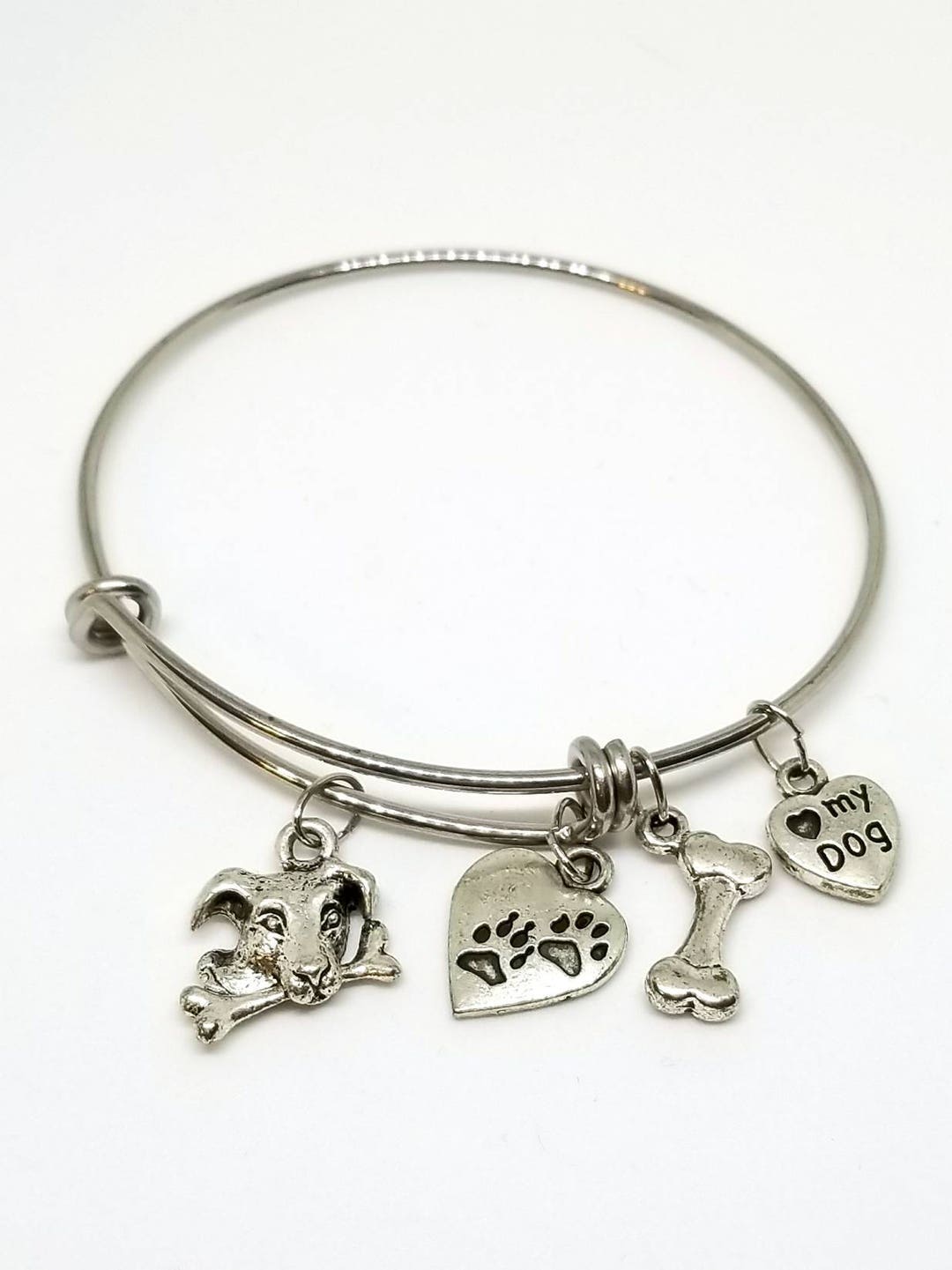 Dog Charm Bracelet - Dog Bracelet - Dog Bangle - Dog Lovers Bracelet ...
