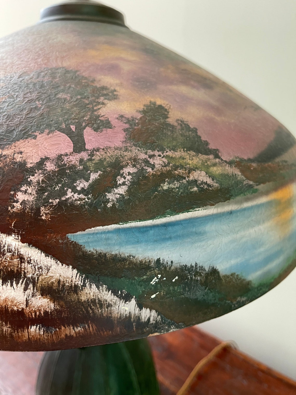 Antique Pittsburgh Reverse Painted Lamp Chipped Ice Shade Owl Base - Etsy