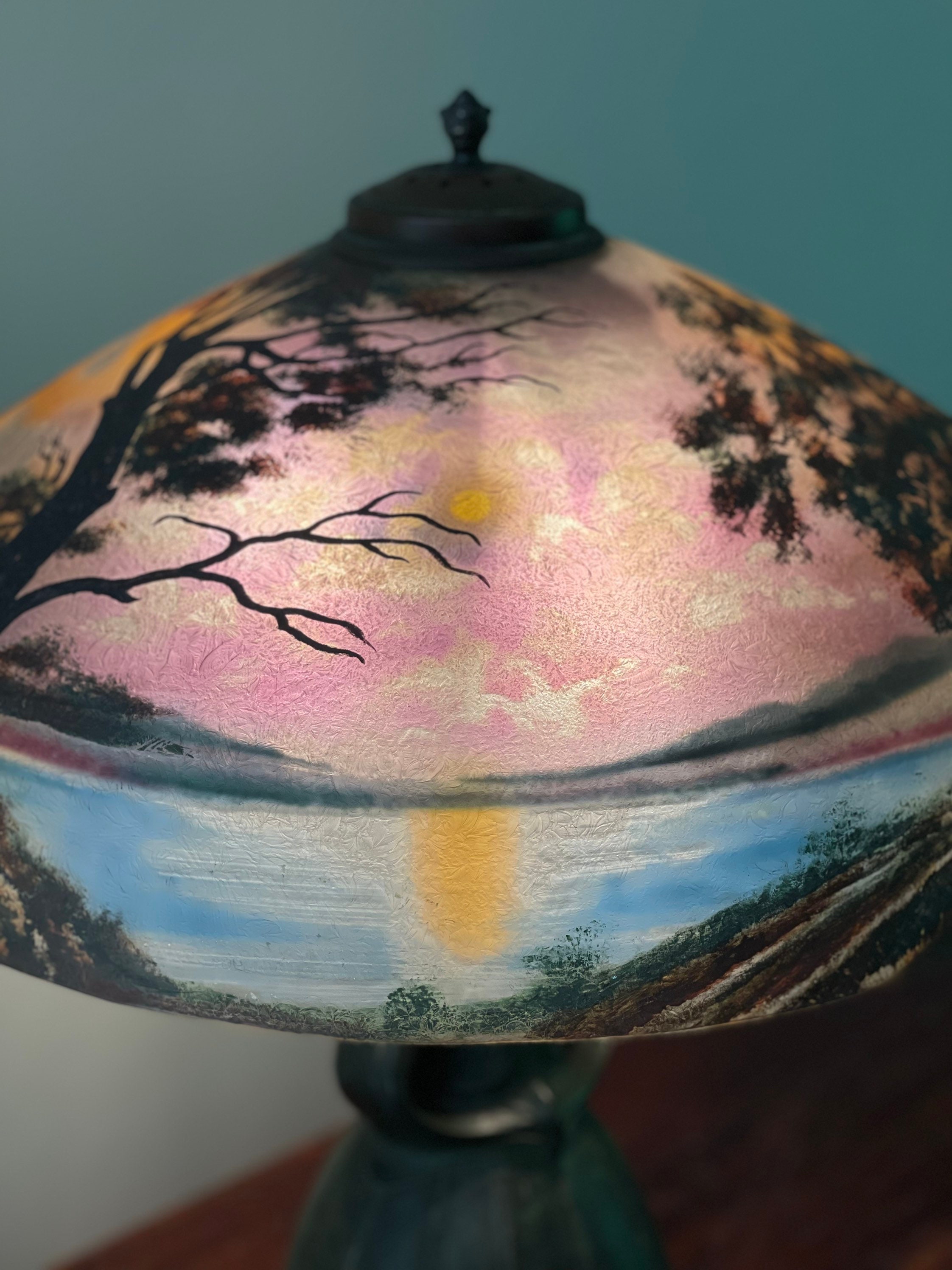 Antique Pittsburgh Reverse Painted Lamp Chipped Ice Shade Owl Base - Etsy