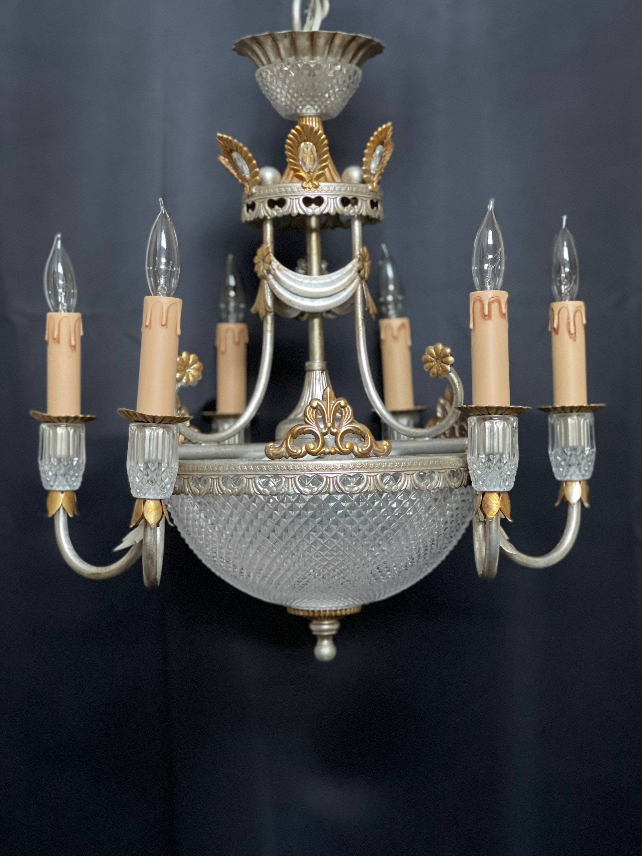 Vintage Italian Tole Silver Gilt Metal Quilted Crystal Diamond - Etsy