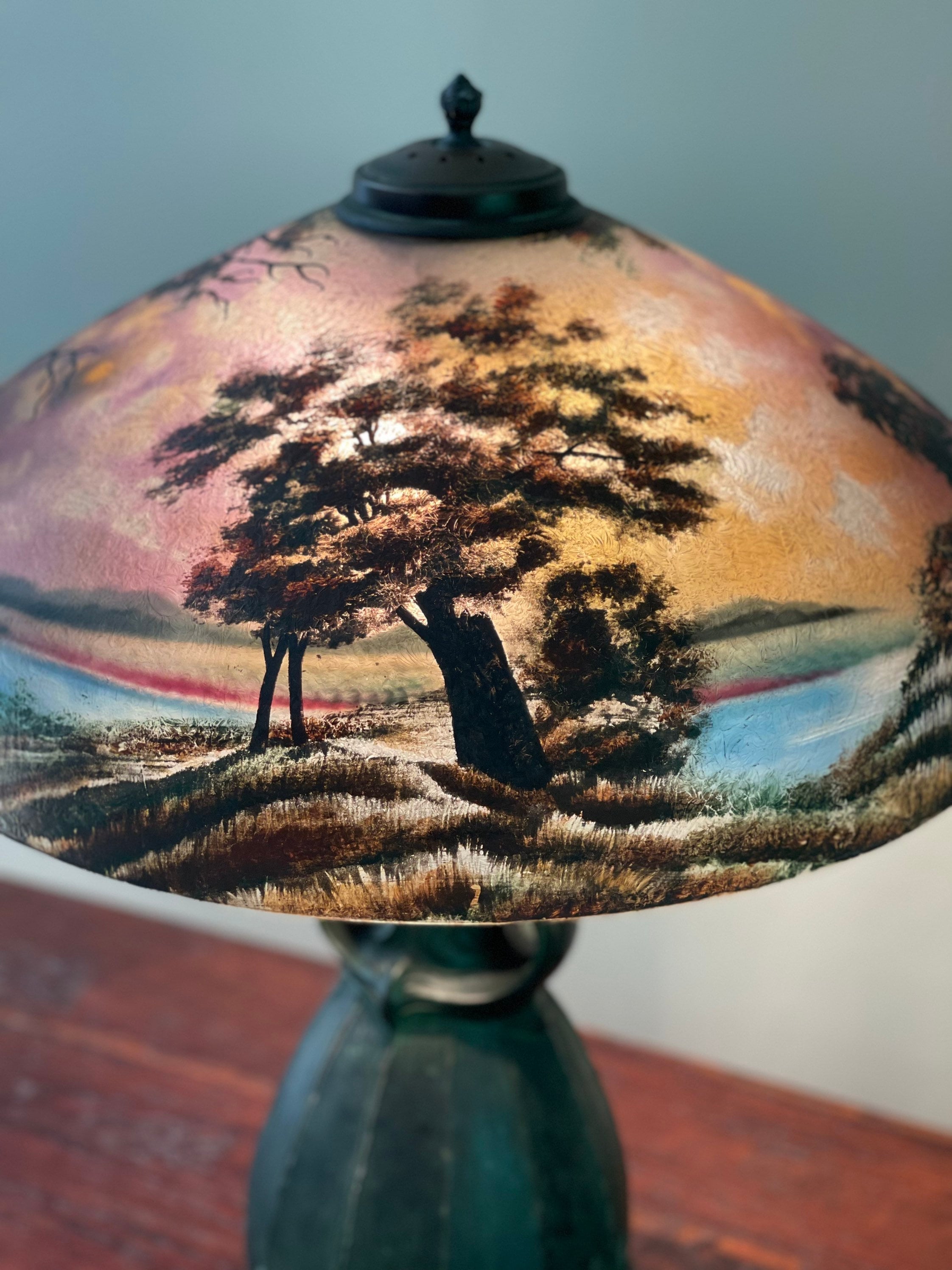 Antique Pittsburgh Reverse Painted Lamp Chipped Ice Shade Owl Base - Etsy