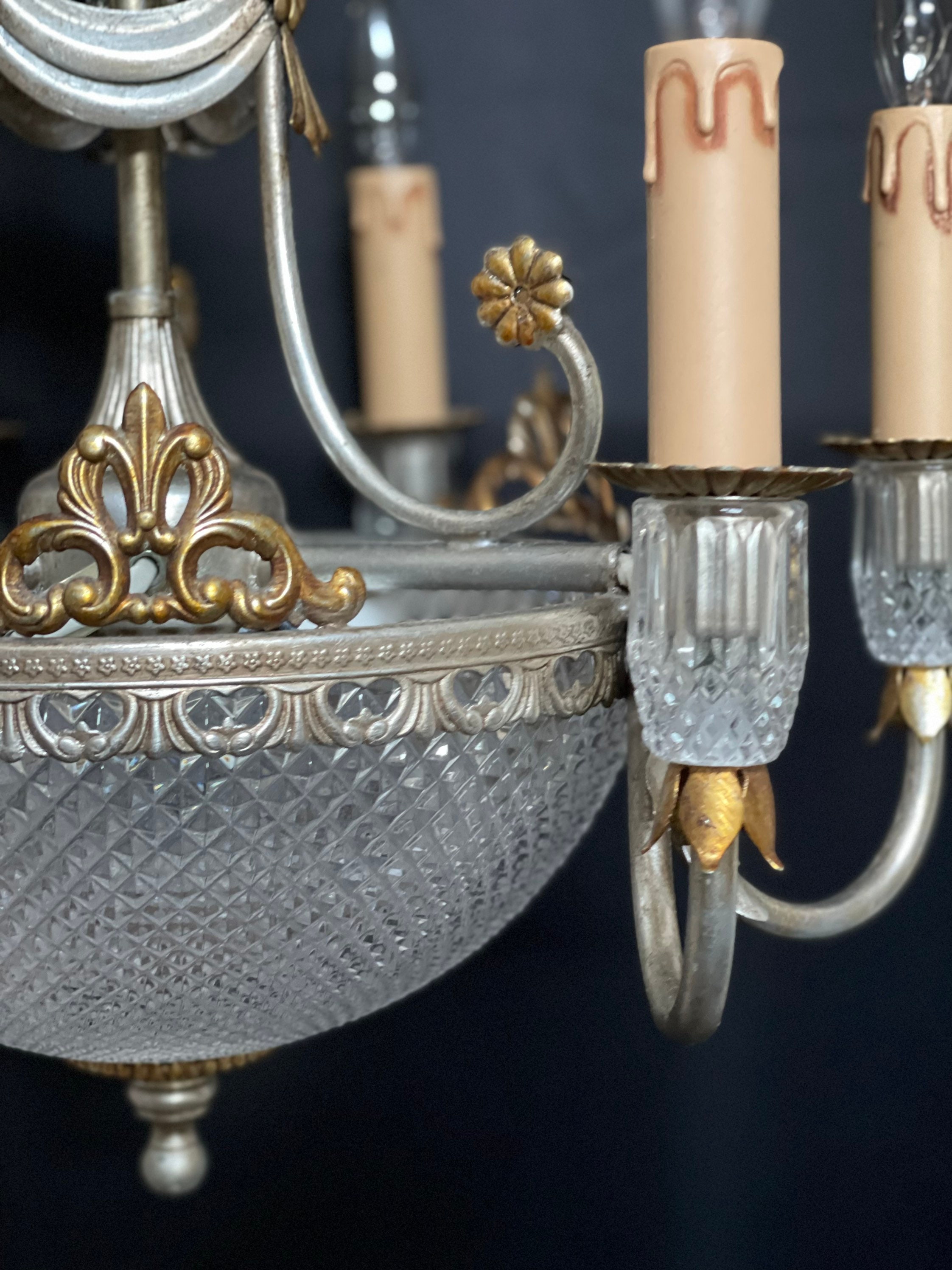 Vintage Italian Tole Silver Gilt Metal Quilted Crystal Diamond - Etsy