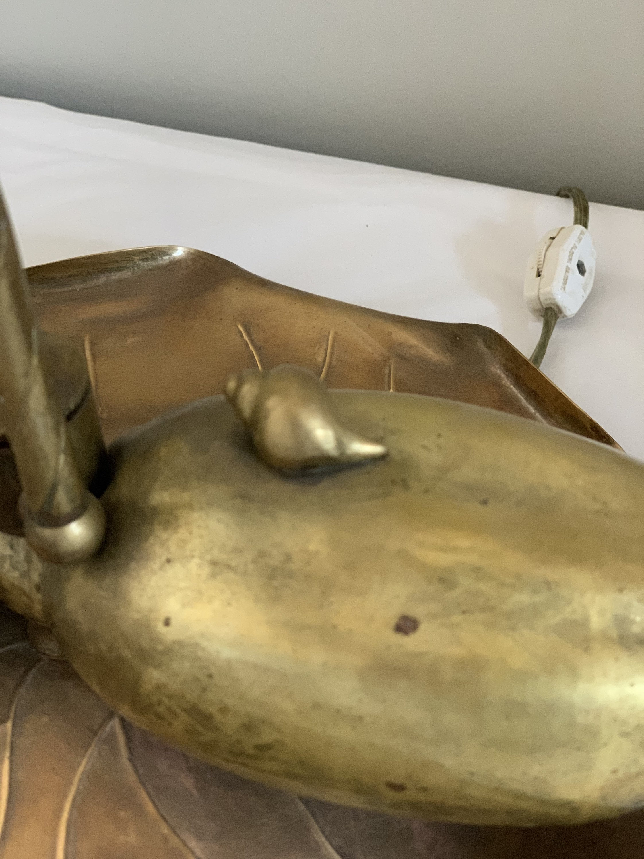 Carole Stupell Brass Figural Art Nouveau Lotus Table Lamp Chinoiserie ...