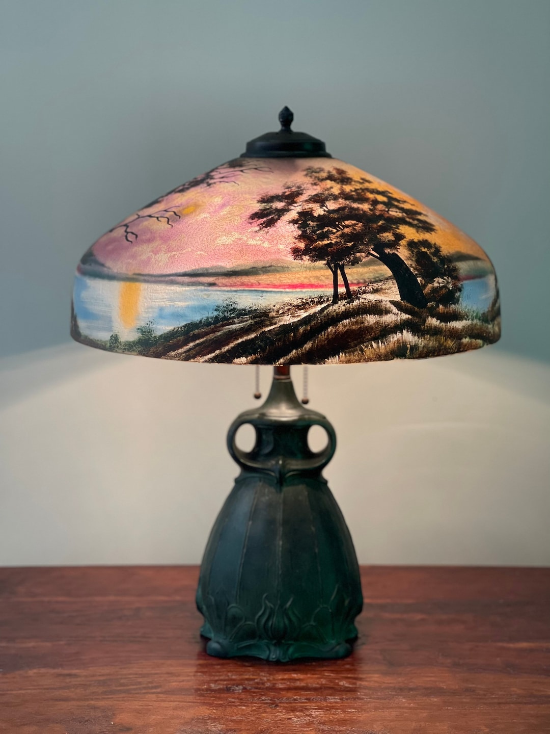 Antique Pittsburgh Reverse Painted Lamp Chipped Ice Shade Owl Base - Etsy