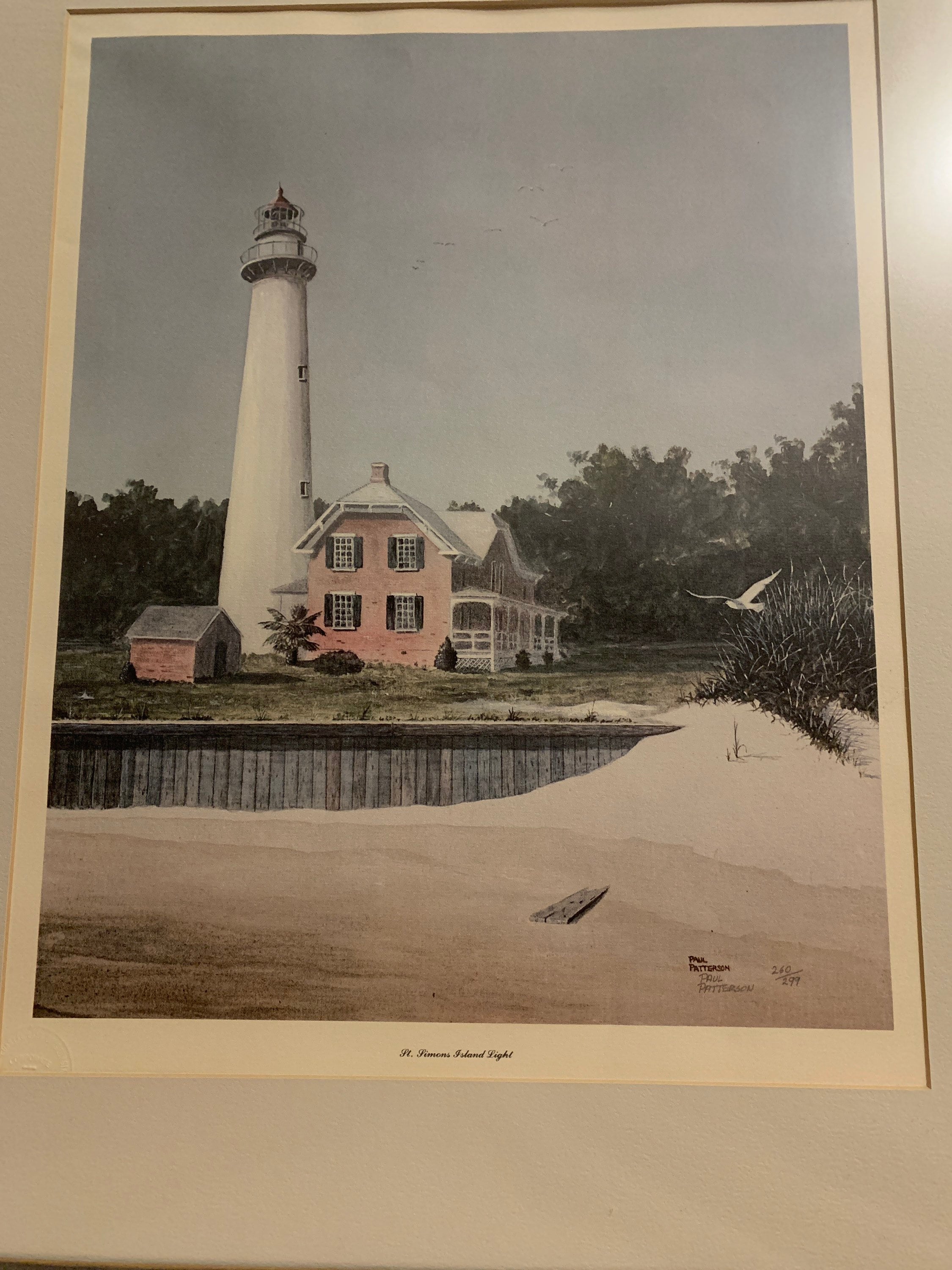 St. Simons Island Light by Paul Patterson. Signed Copy 260/299. Framed ...