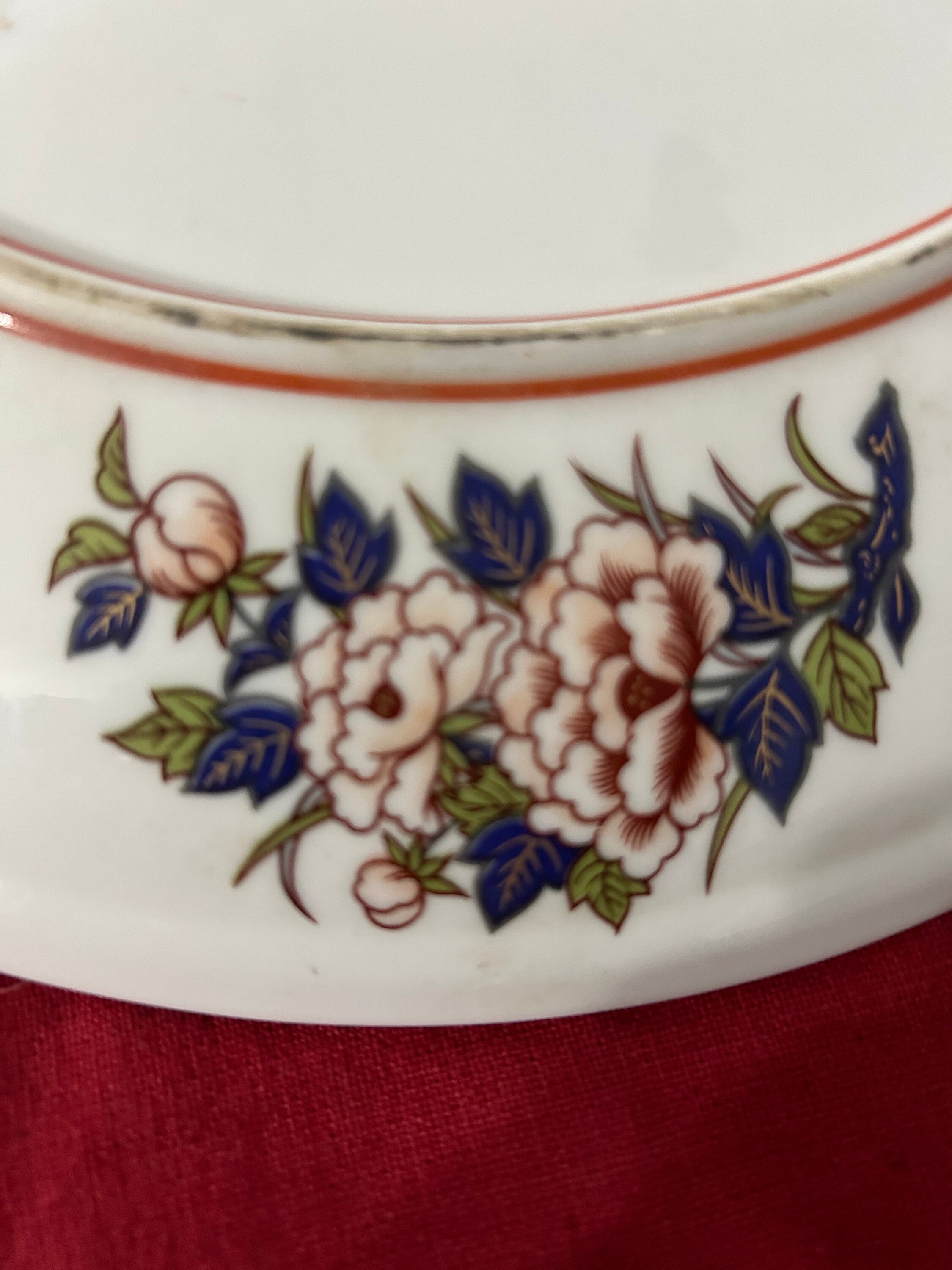 Vintage Japanese Decoration Plate Flower Design / Blue / Red / Green ...