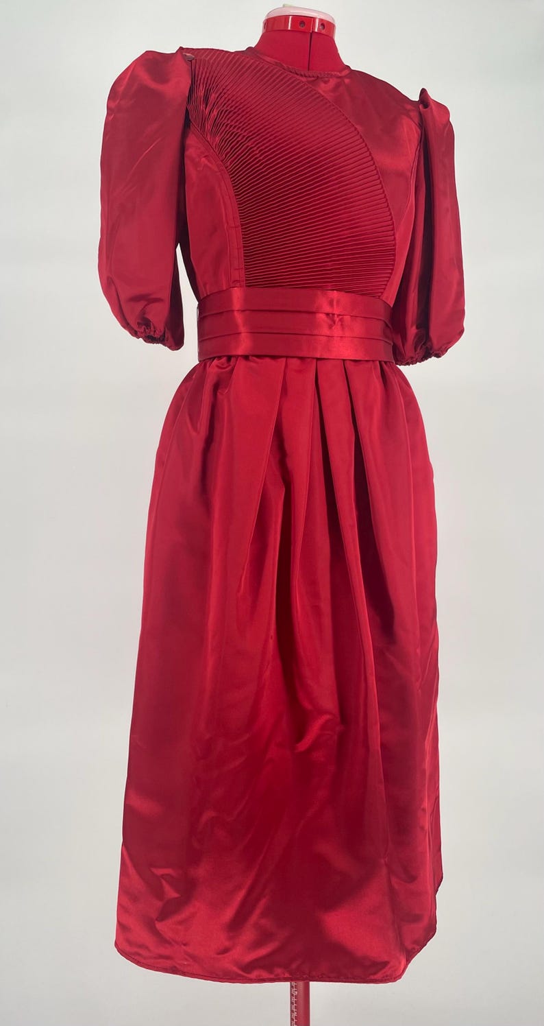 Rare 1980s Ruby Red Donna Morgan Satin Puff Sleeve Cocktail Dress - Etsy