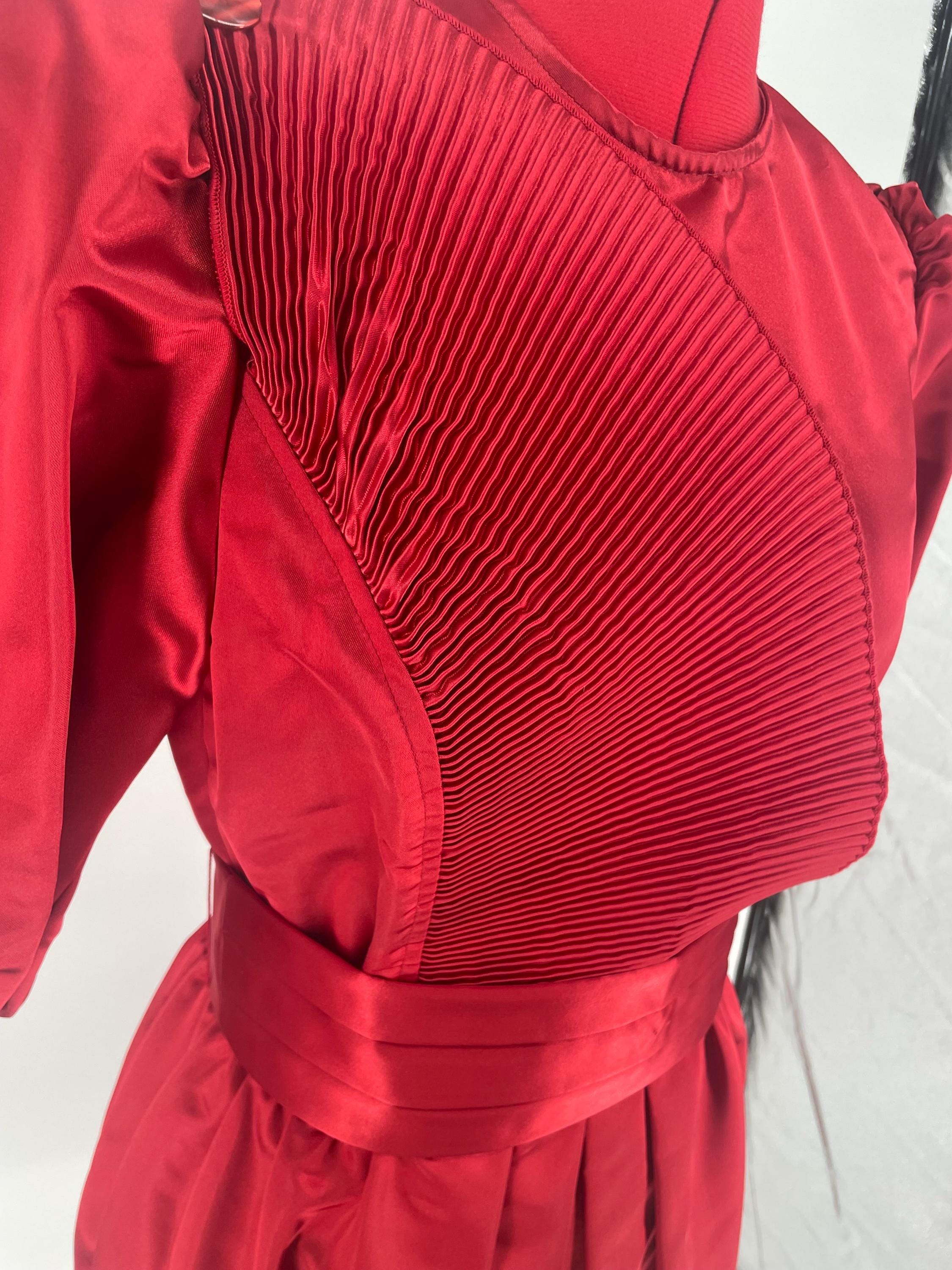 Rare 1980s Ruby Red Donna Morgan Satin Puff Sleeve Cocktail Dress - Etsy