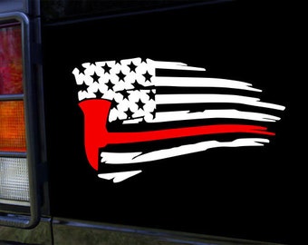Weathered American Flag Firefighter Fire Rescue Department Vinyl Die ...