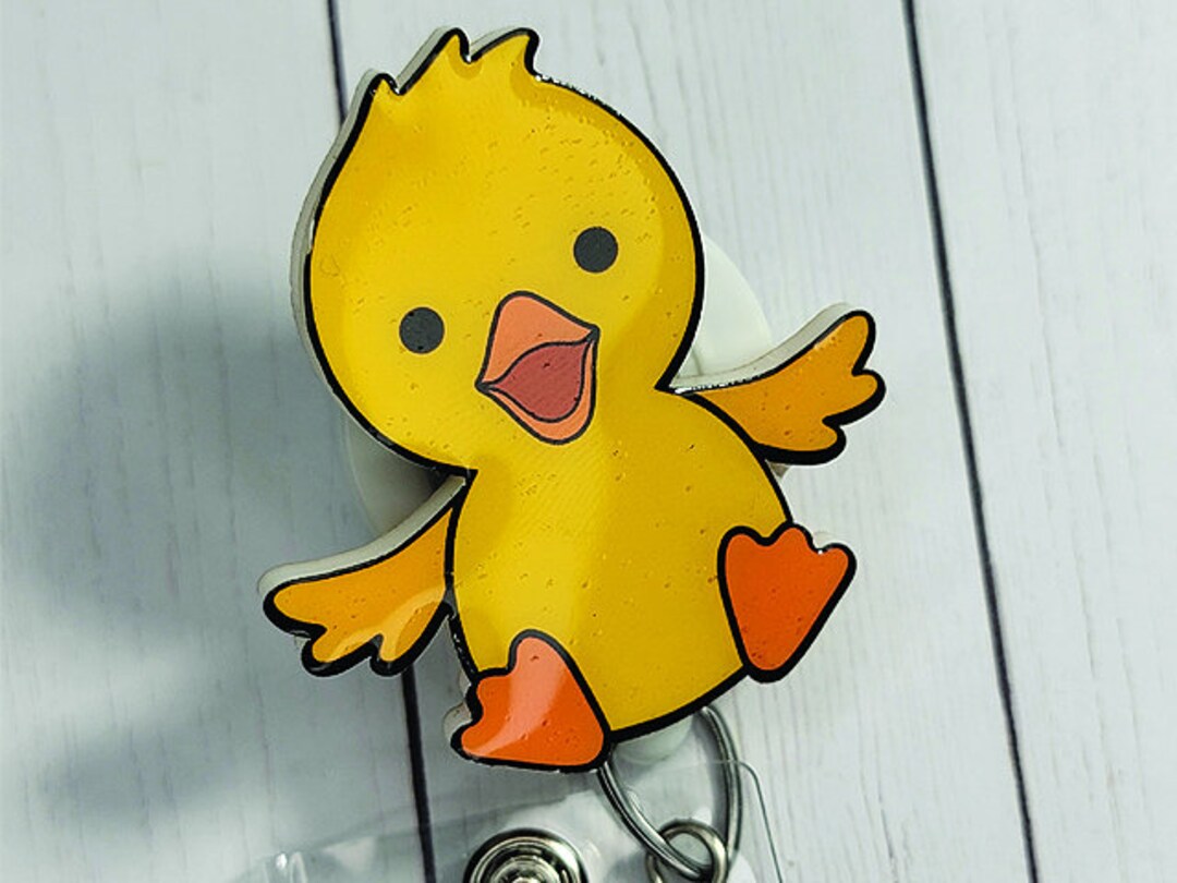 Medical Nurse Duck Retractable Badge Reel, Print ID Holder, Glitter RN ...