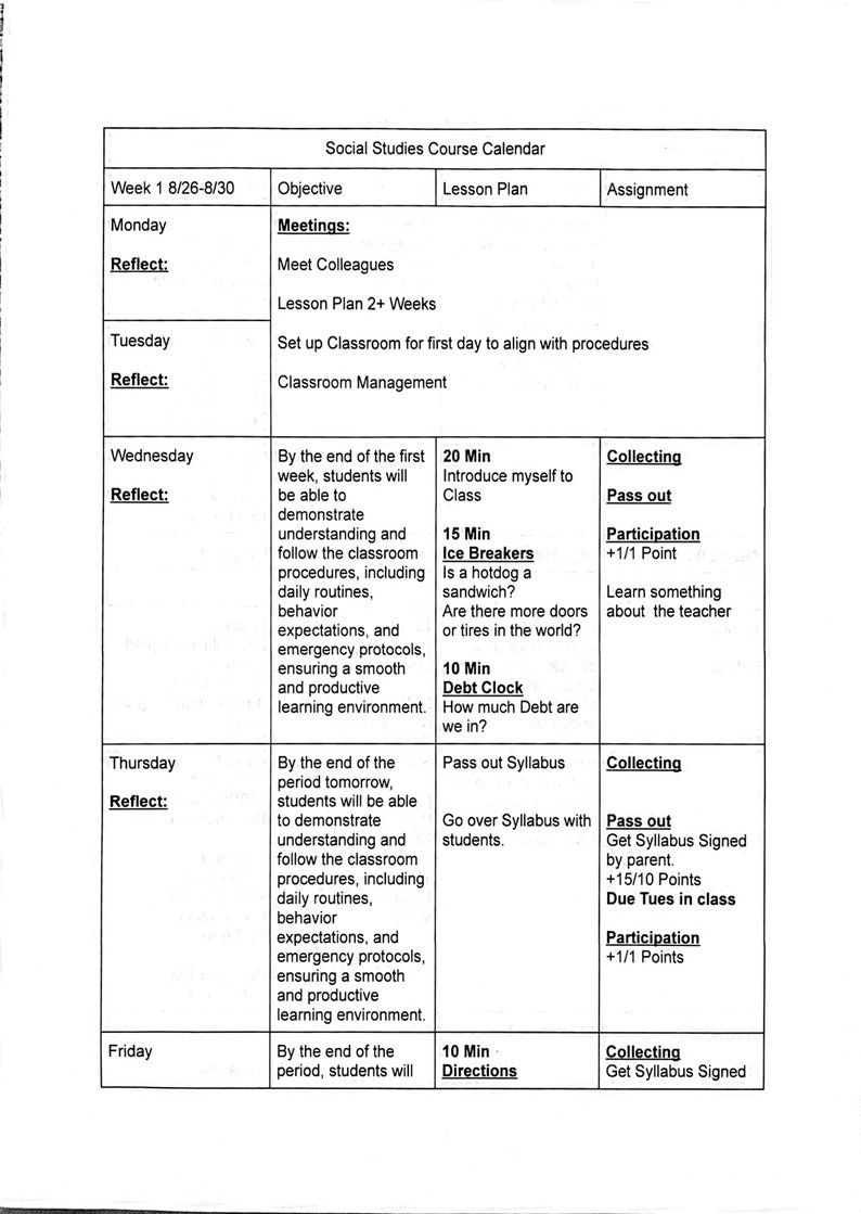 2024-2025 Course Content Calendar - Etsy