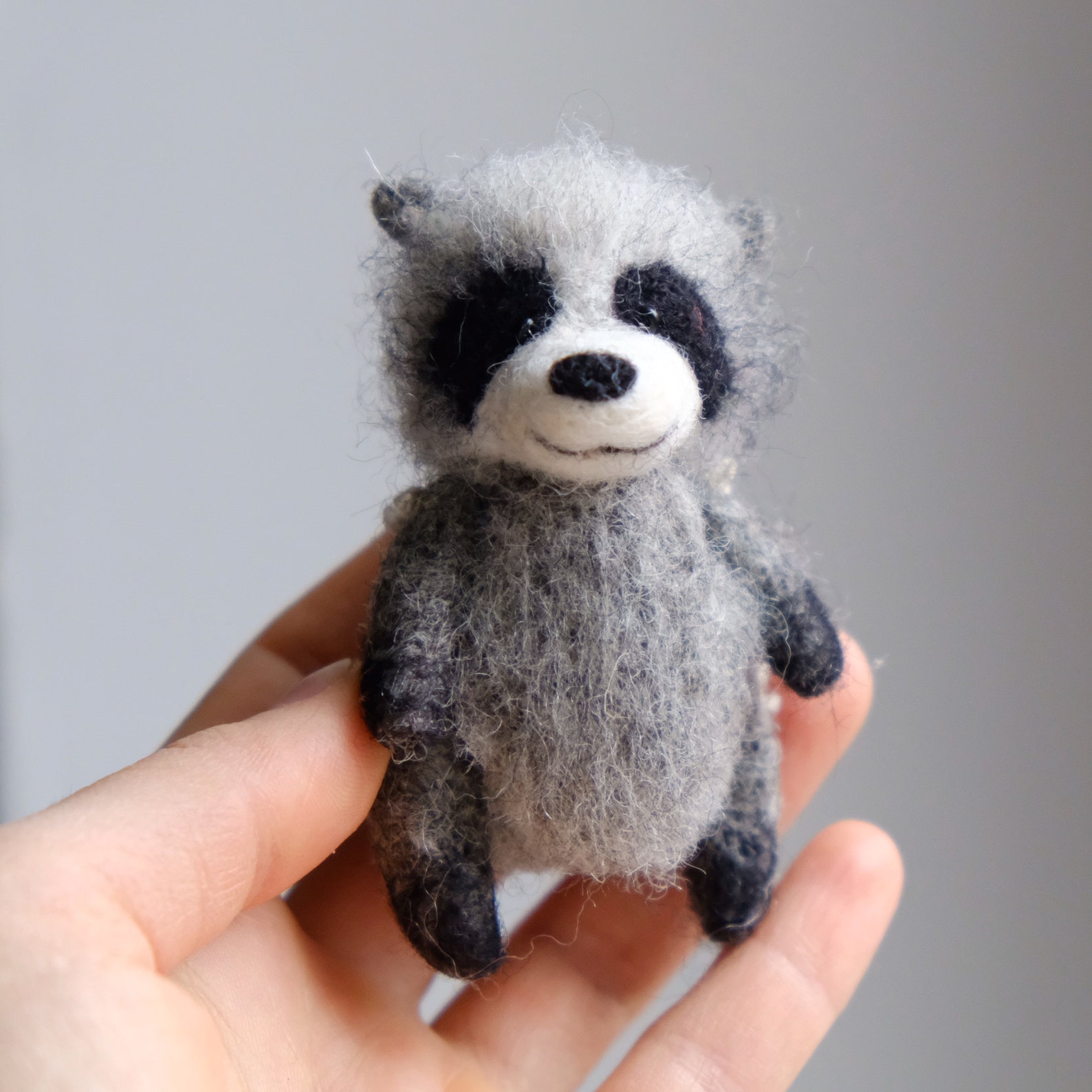 Needle Felted Raccoon Miniature Cute Felt Raccoon Toy OOAK | Etsy